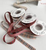China British Style Tie Christmas Plaid Ribbon Flower Bouquet Eco-friendly Fabric Tape Handmade Floral DIY Gift Packaging Materials for sale