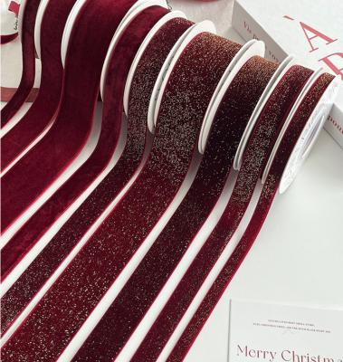 China Man-Made Red Velvet Ribbon for Handmade Floral Art Year Gift Packaging and DIY Projects Fabric Tape Material for sale