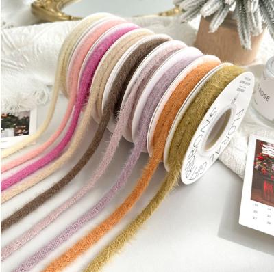 China Eco-friendly Plush Hollow Ribbon Flower Bouquet Handmade Christmas Floral DIY Gift Bag Cake Tying Straps for sale