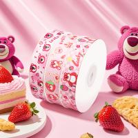 China Children's Day Cartoon Ribbon Strawberry Bear Birthday 2cm Cake Baking Snack Companion Hand gift box made of polyester for sale