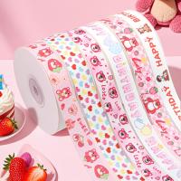China Children's Day Cartoon Ribbon Strawberry Bear Birthday 2cm Cake Baking Snack Companion Hand gift box made of polyester for sale