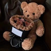 China Doll plush cute bear bouquet, eternal rose artificial flower Valentine's Day gift, birthday gift for girls for sale