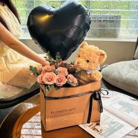 China Doll plush cute bear bouquet, eternal rose artificial flower Valentine's Day gift, birthday gift for girls for sale