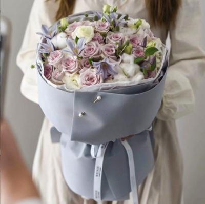 China Waterproof Korean-style Embossed Paper for Kafin Paper Flower Art Packaging 58*58cm Plastic Round Bouquet for sale