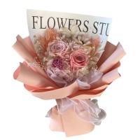China Valentine's Day, a bouquet of preserved roses and ice-blue ice flowers for your girlfriend and best friend as a holiday gift and decorative item for sale