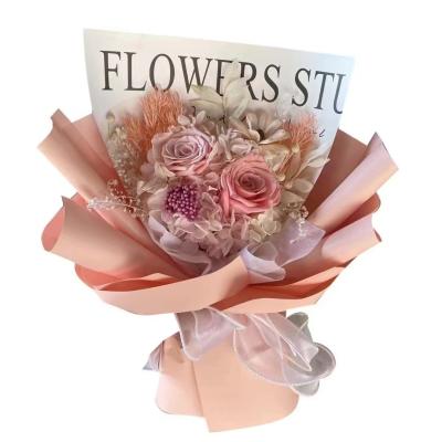 China Valentine's Day, a bouquet of preserved roses and ice-blue ice flowers for your girlfriend and best friend as a holiday gift and decorative item for sale