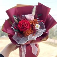 China Valentine's Day, a bouquet of preserved roses and ice-blue ice flowers for your girlfriend and best friend as a holiday gift and decorative item for sale