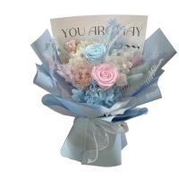 China Valentine's Day, a bouquet of preserved roses and ice-blue ice flowers for your girlfriend and best friend as a holiday gift and decorative item for sale