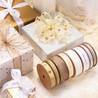 China Christmas Gift Decoration Snow Silk Ribbon 520 in Golden Polyester Gold and Silver Silk for sale