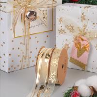 China Valentine's Day Decoration Snow Gauze Gift Cake Flower Packaging Ribbon Tie with White Gilding for sale