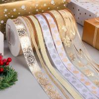 China Valentine's Day Decoration Snow Gauze Gift Cake Flower Packaging Ribbon Tie with White Gilding for sale