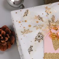 China Valentine's Day Decoration Snow Gauze Gift Cake Flower Packaging Ribbon Tie with White Gilding for sale