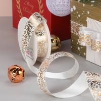 China Valentine's Day Decoration Snow Gauze Gift Cake Flower Packaging Ribbon Tie with White Gilding for sale