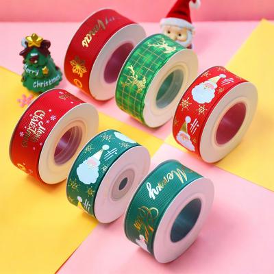 China Personalized Christmas Ribbon DIY Crafts with Hot Stamping Ribbed Ribbon and Eco-Friendly Decoration for sale