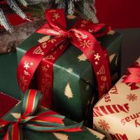 China Personalized Christmas Ribbon DIY Crafts with Hot Stamping Ribbed Ribbon and Eco-Friendly Decoration for sale