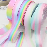 China Gradient Rainbow Ribbed Ribbon Heat Transfer Printing DIY Bow Headband Gift Box Packaging Auxiliary Material Ribbon for Hair Accessories for sale