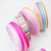China Gradient Rainbow Ribbed Ribbon Heat Transfer Printing DIY Bow Headband Gift Box Packaging Auxiliary Material Ribbon for Hair Accessories for sale