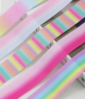 China Gradient Rainbow Ribbed Ribbon Heat Transfer Printing DIY Bow Headband Gift Box Packaging Auxiliary Material Ribbon for Hair Accessories for sale