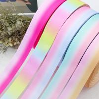 China Gradient Rainbow Ribbed Ribbon Heat Transfer Printing DIY Bow Headband Gift Box Packaging Auxiliary Material Ribbon for Hair Accessories for sale