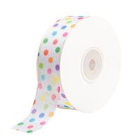 China Digital Heat Transfer Printing Rainbow Wave Dot Ribbon for Birthday Cake Packaging Yarn Ribbon Children's Day for sale