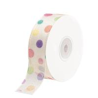 China Digital Heat Transfer Printing Rainbow Wave Dot Ribbon for Birthday Cake Packaging Yarn Ribbon Children's Day for sale