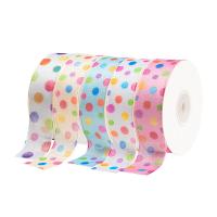 China Digital Heat Transfer Printing Rainbow Wave Dot Ribbon for Birthday Cake Packaging Yarn Ribbon Children's Day for sale