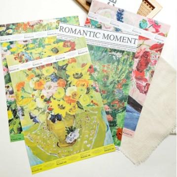 China Flower Packaging Paper Romantic Moment 57*57cm Oil Painting Atmosphere Art in Many Colors for sale