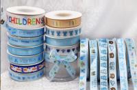 China Gift Baking Bouquet Strap Children's Day Packaging Ribbon with Blue Polyester Weaving Printing Color for sale