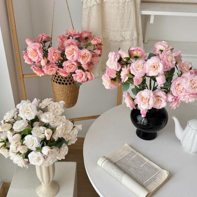 China Korean style 12 head Elsa Rose Simulation Flower Rose Fake Flower Home Living Room Dining Table Decoration Photography Prop for sale