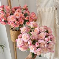 China Korean style 12 head Elsa Rose Simulation Flower Rose Fake Flower Home Living Room Dining Table Decoration Photography Prop for sale