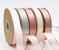 China Handmade Bow and Gold Border Ribbon Decoration on High Tenacity Double-Sided Polyester Belt for Baked Flowers Gift Packaging for sale