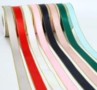 China Handmade Bow and Gold Border Ribbon Decoration on High Tenacity Double-Sided Polyester Belt for Baked Flowers Gift Packaging for sale