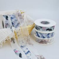 China Chinese style ribbon, ink wash, chiffon ribbon, polyester ribbon, cake, flower ribbon, baking, calligraphy style, handmade DIY strap for sale