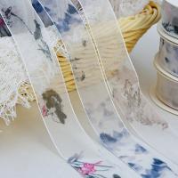 China Chinese style ribbon, ink wash, chiffon ribbon, polyester ribbon, cake, flower ribbon, baking, calligraphy style, handmade DIY strap for sale