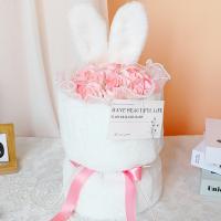 China Qixi Festival flower arrangement bouquet, Mother's Day gift, cute rabbit ears, artificial flowers, soap, flower bouquet finished product for sale
