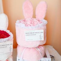 China Qixi Festival flower arrangement bouquet, Mother's Day gift, cute rabbit ears, artificial flowers, soap, flower bouquet finished product for sale