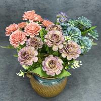 China Simulated 7-head hibiscus rose bouquet home decoration wedding scene decoration cross-border handmade fake flower decoration for sale