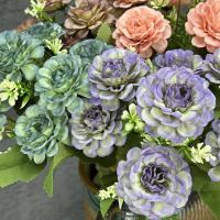 China Simulated 7-head hibiscus rose bouquet home decoration wedding scene decoration cross-border handmade fake flower decoration for sale