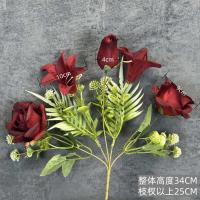 China Simulated Flowers European Rose Lily Combination Bouquet Wedding Home Decoration Decoration Cross border Fake Flower Ornament for sale