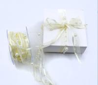 China Pearl Love Yarn Pearl Chain Ribbon Flower Packaging Material Beaded Hair Accessories Gift DIY Ribbon 1cm /5m Color Fastness for sale