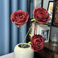 China Simulated Flowers, 3 Roses, Wedding Home Decor, Handmade Bouquet Scene Arrangement, Cross border Fake Flower Ornament for sale