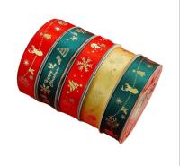 China Hot Stamping Holiday Decoration Gifts Christmas Ribbons Polyester Ribbons Gift Boxes Packaging Ribbons Cross-Border 2.5cm/25m for sale