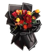 China Black and White Aristocratic Matte Floral Flower Wrapping Paper for Bouquet Packing in Many Colors for sale