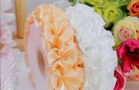 China 5cm/5m White Folded Pearls Bouquet Packaging Ribbon Flower Shop and Fabric Lace Edging for sale
