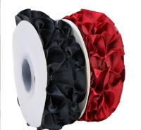 China 5cm/5m White Folded Pearls Bouquet Packaging Ribbon Flower Shop and Fabric Lace Edging for sale