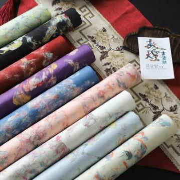 China 57*57cm Dunhuang Series Texture DIY Floral Flower Wrapping Paper for Unique Gift Wrapping for sale