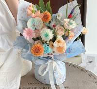 China Qixi Valentine's Day Golden Silk Age Ribbon Flower Bundle in Knitted Fabric Material for sale