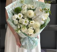 China Qixi Valentine's Day Golden Silk Age Ribbon Flower Bundle in Knitted Fabric Material for sale