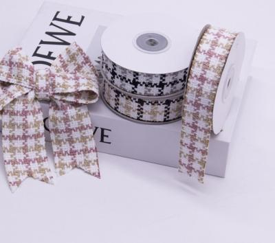 China Eco-Friendly 4cm Waffle Woolen Woven Belt DIY Small Fragrant Style Qianniao Grid Hair Accessory Bow Woven Belt for sale