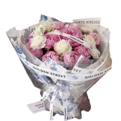 China Flower Wrapping Paper Blue and White Porcelain Flower Bouquets in 38*50cm Size for sale